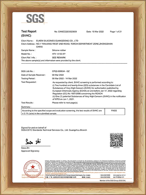Certificates & Patents for Silicone Products